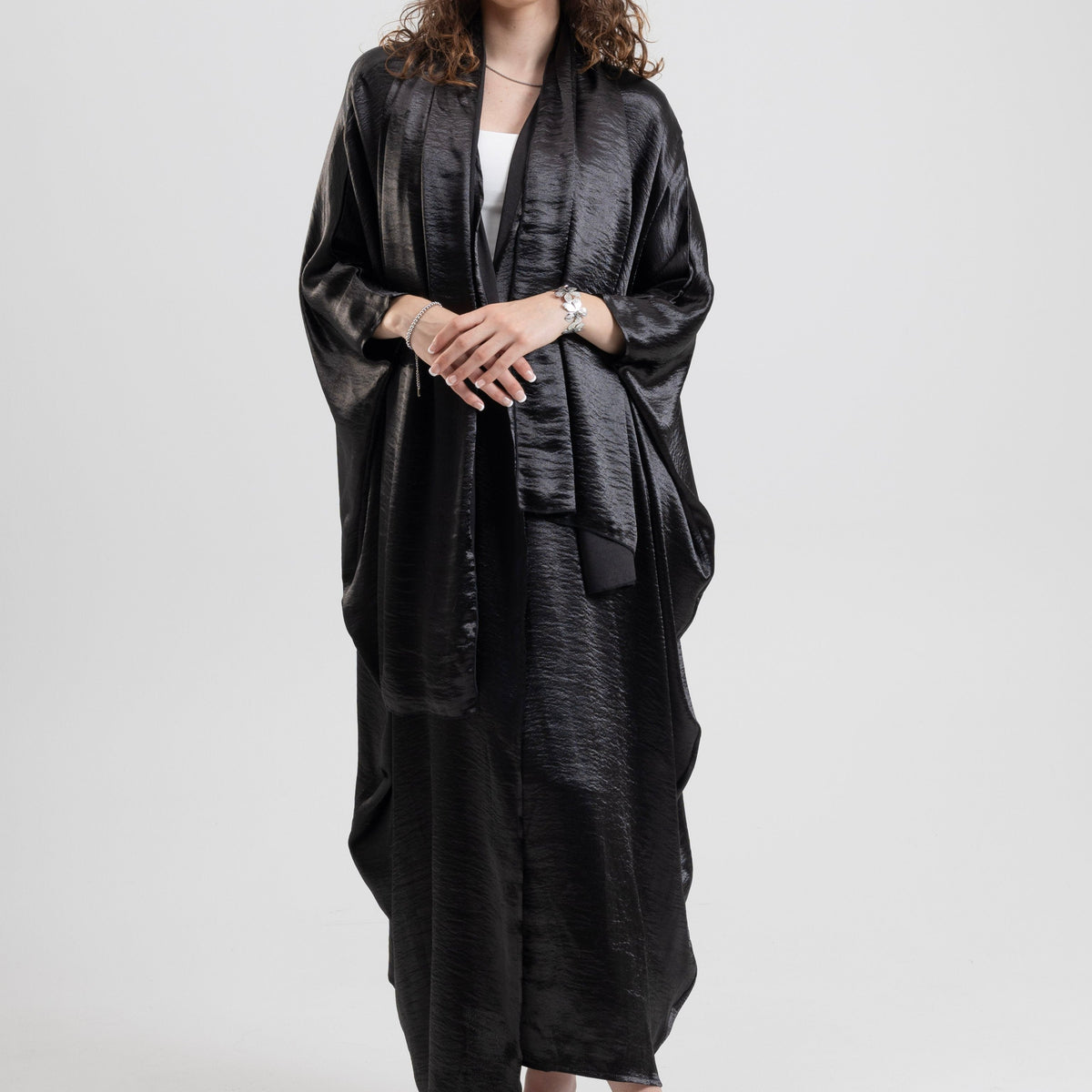 2 Piece Shiny Kimono Set – Midnight Black – bayamuse